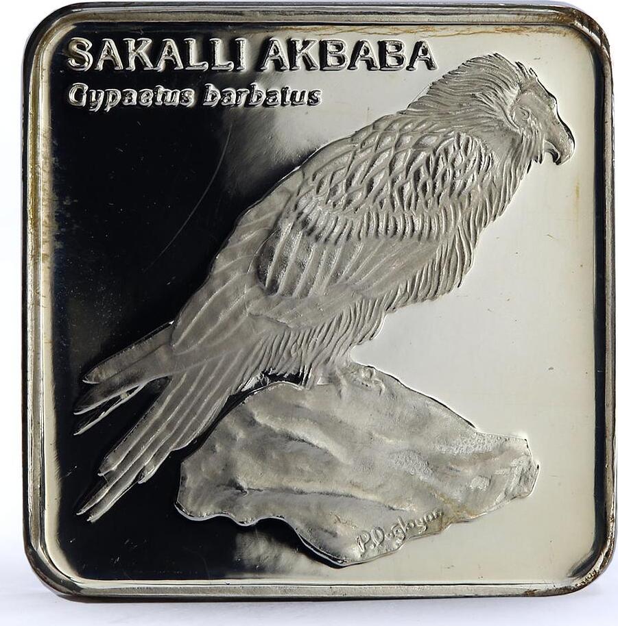 Turkey 7500000 lira Endangered Wildlife Vulture Bird Fauna silver coin ...