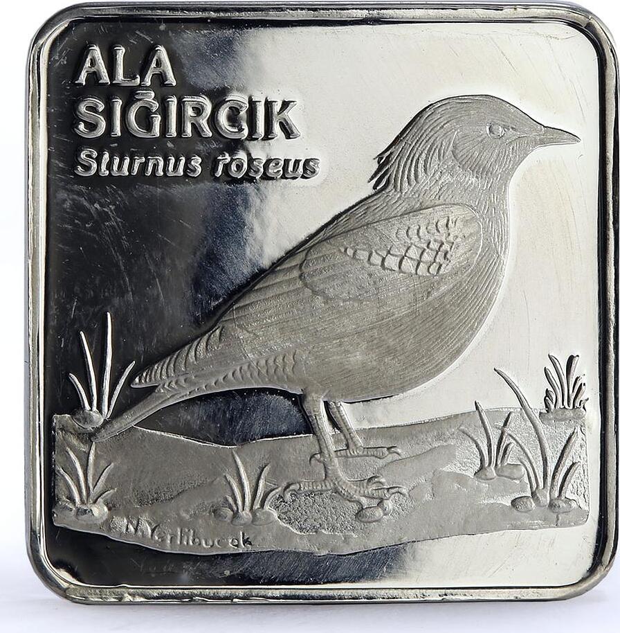 Turkey 7500000 lira Endangered Wildlife Starling Bird Fauna silver coin ...