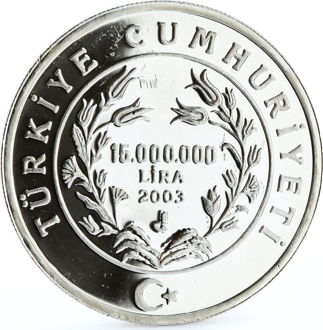 Turkey 15000000 lira Poet and Writer Sureyya Agaoglu Literature silver ...