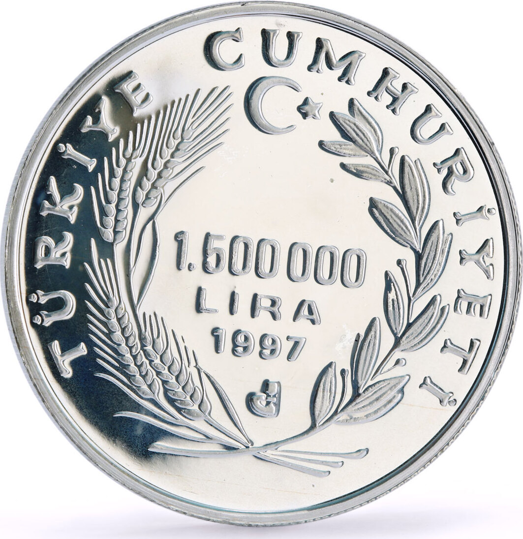 Turkey 15000000 lira Seafaring Barbaros Hayreddin Ship Clipper silver ...