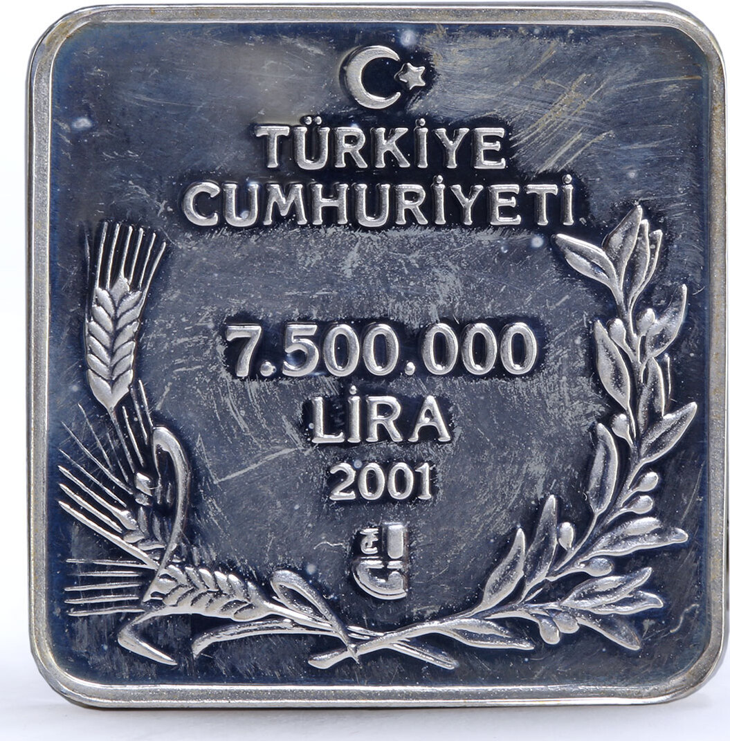 Turkey 7500000 lira Endangered Wildlife Starling Bird Fauna silver coin ...