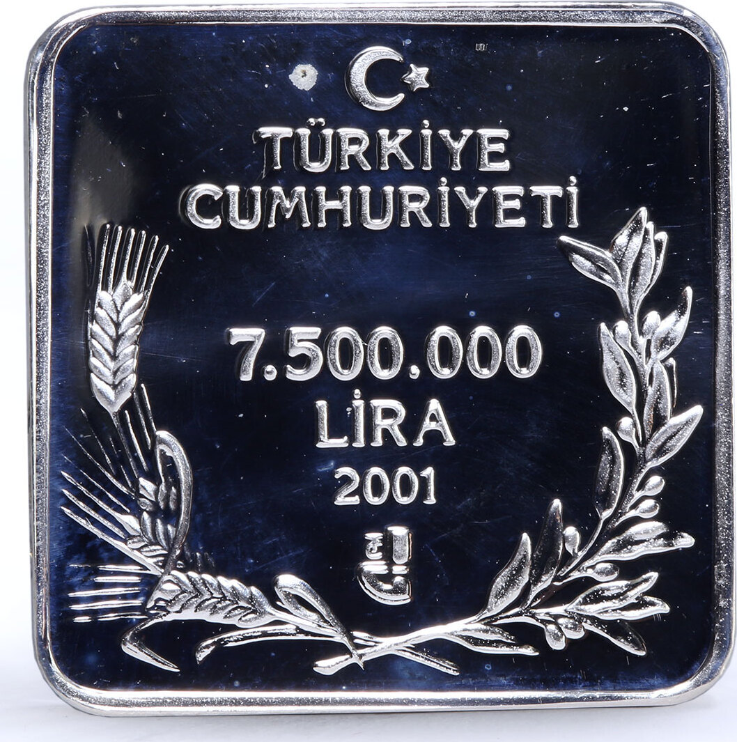 Turkey 7500000 lira Endangered Wildlife Marbled Duck Bird Fauna silver ...