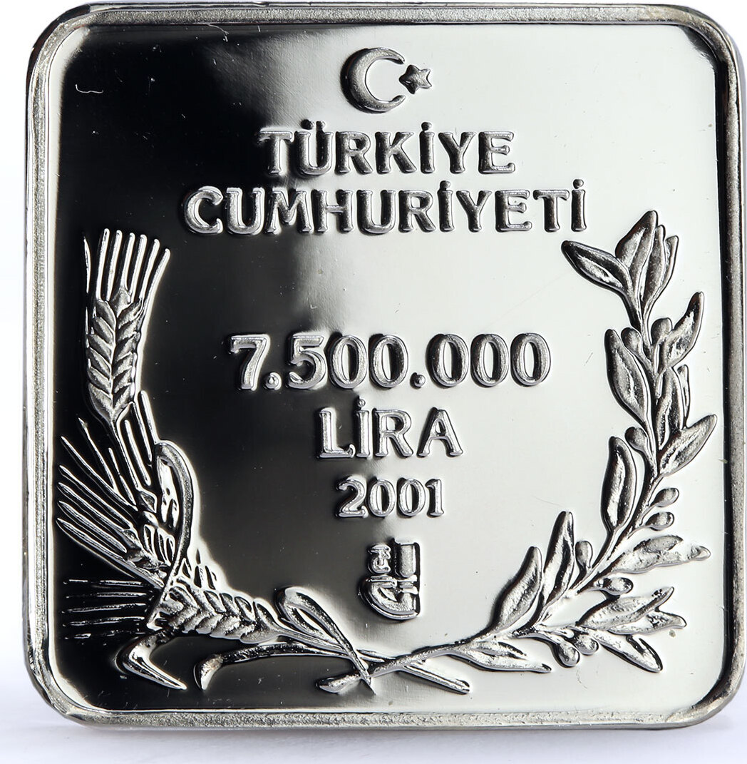 Turkey 7500000 lira Endangered Wildlife Cormorant Bird Fauna silver ...