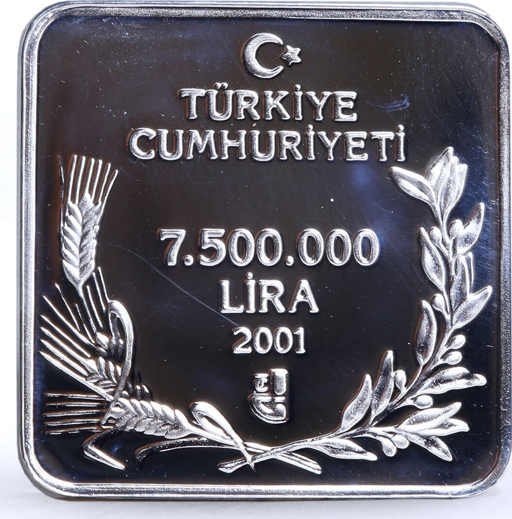 Turkey 7500000 lira Endangered Wildlife Eagle Falcon Bird Fauna silver ...