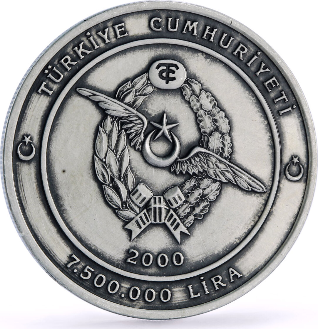 Turkey 7500000 lira Female Pilot Sabiha Gokcen Planes Aviation silver ...