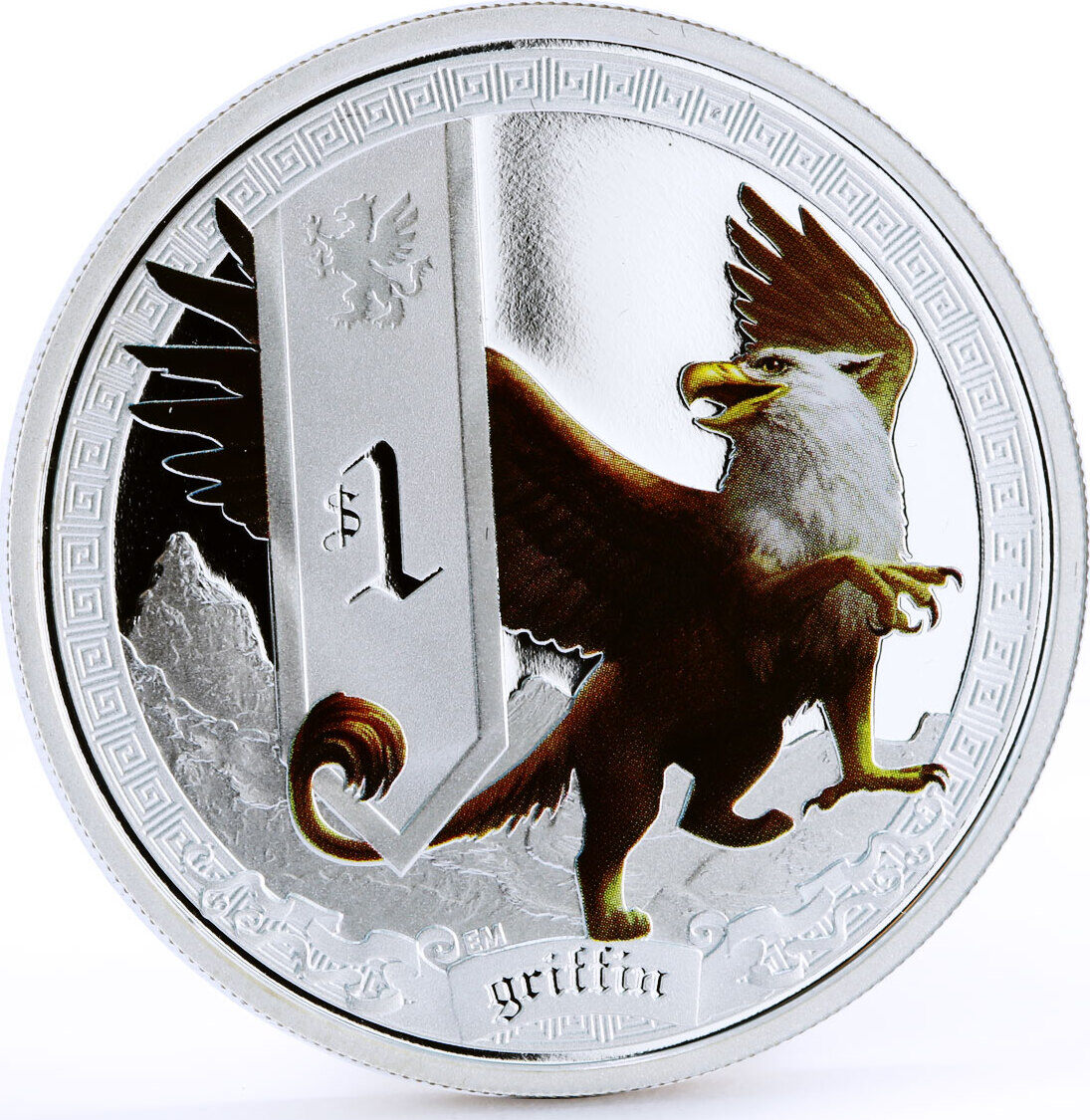 Tuvalu 1 dollar Mythical Creatures series Griffin colored silver coin ...