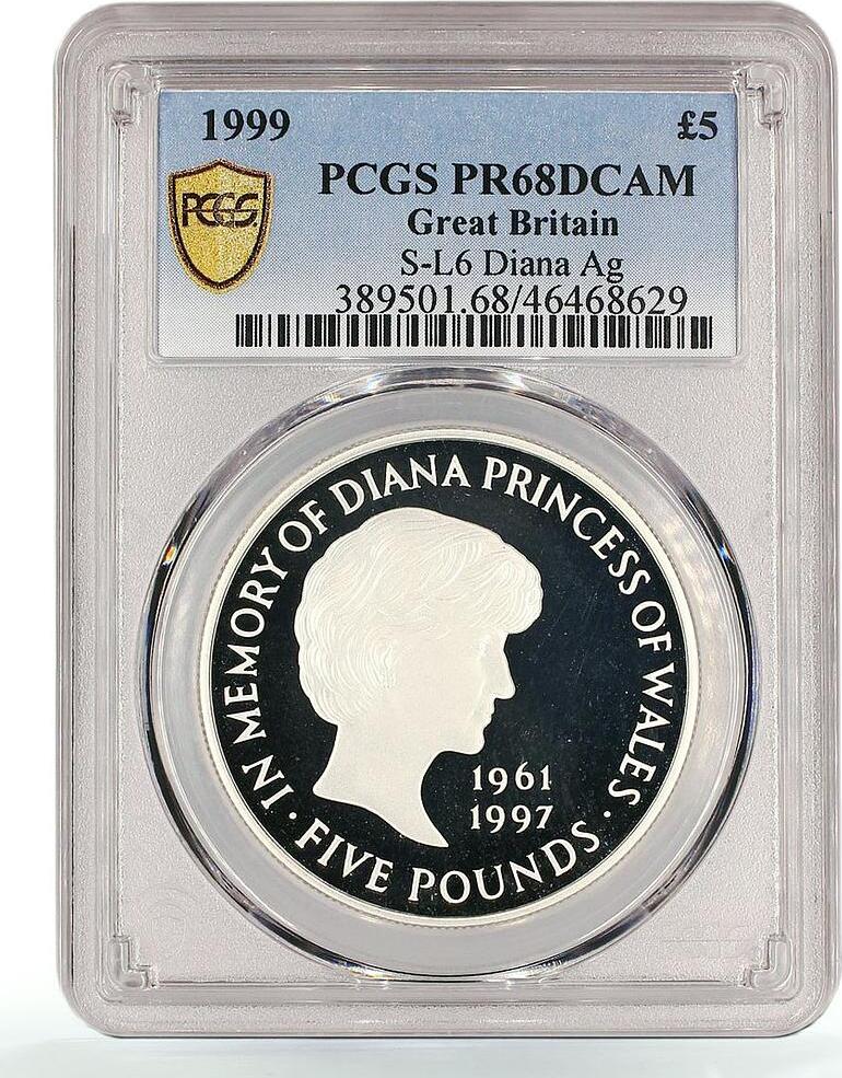 United Kingdom Great Britain 5 pounds In Memory of Princess Diana PR68 ...