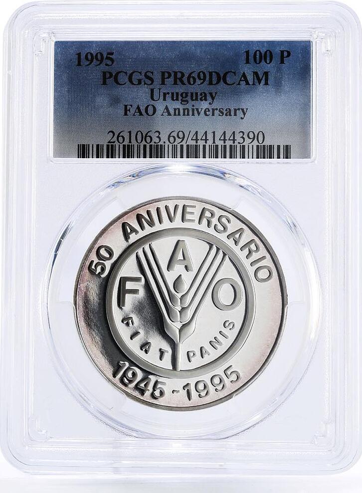 Uruguay 100 pesos FAO Grain Symbol PR69 PCGS silver coin 1995 Proof ...