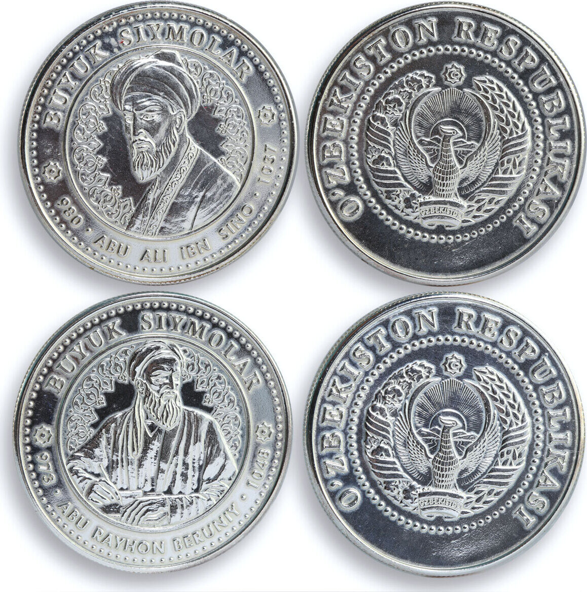 '-1 Uzbekistan set of 8 tokens Great Ancestors silver coins (medals ...