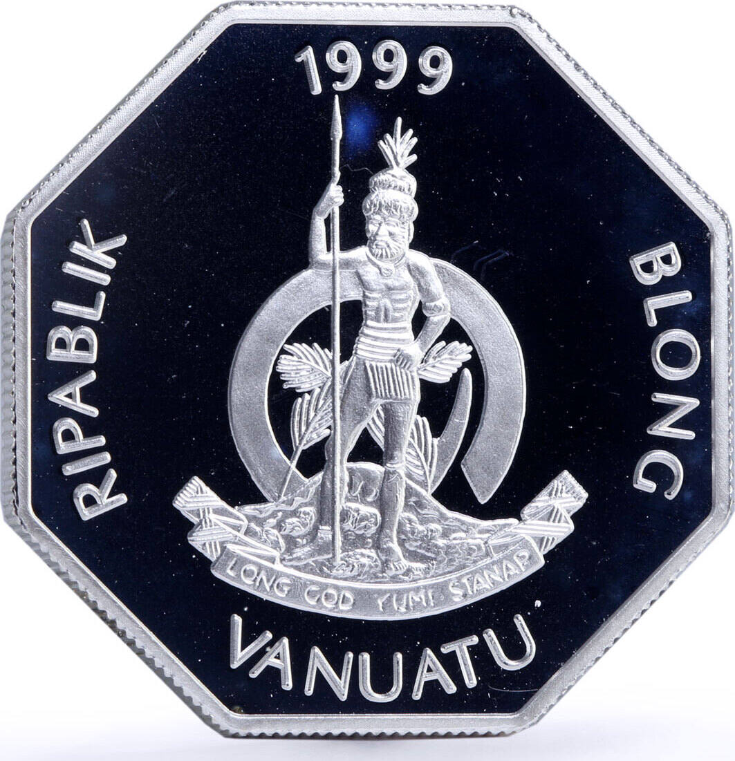 Vanuatu 50 vatu Seafaring Zelee Ship Clipper proof silver coin 1999 ...