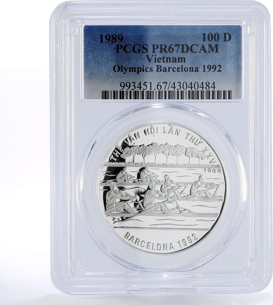 Vietnam 100 dong Barcelona Olympic Games Rowing Boats PR67 PCGS silver ...