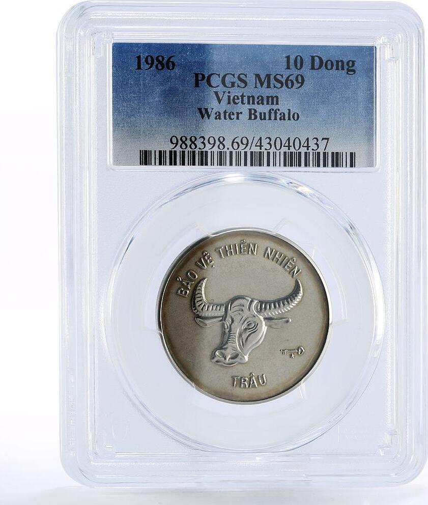 Vietnam 10 dong Natural Protection Water Buffalo MS69 PCGS CuNi coin ...