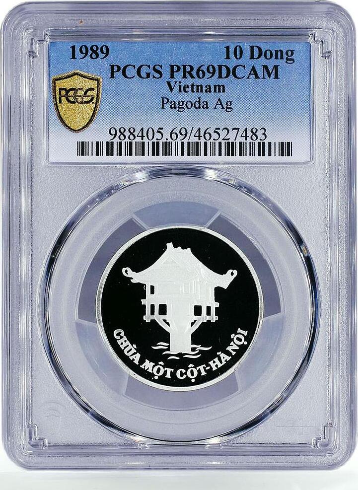 Vietnam 10 dong Pagoda Temple Buildings Architecture PR69 PCGS silver ...