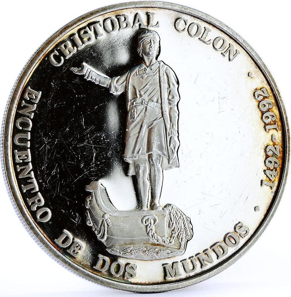 Venezuela 1100 bolivares Columbus Cristobal Colon Statue proof silver ...