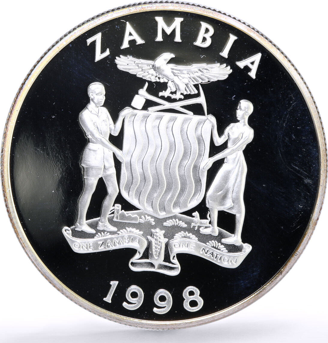 Zambia 100 kwacha Conservation Wildlife Antilope Fauna proof silver ...