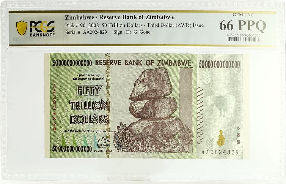 50000000000000 dollars ZIMBABWE 50 TRILLION DOLLARS BANKNOTE CURRENCY ...