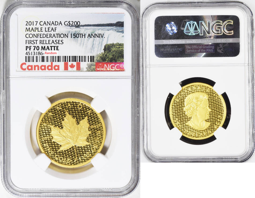 200$ Canada 2017 $200 Iconic Maple Leaf MATTE PROOF 1 oz Pure Gold Coin ...