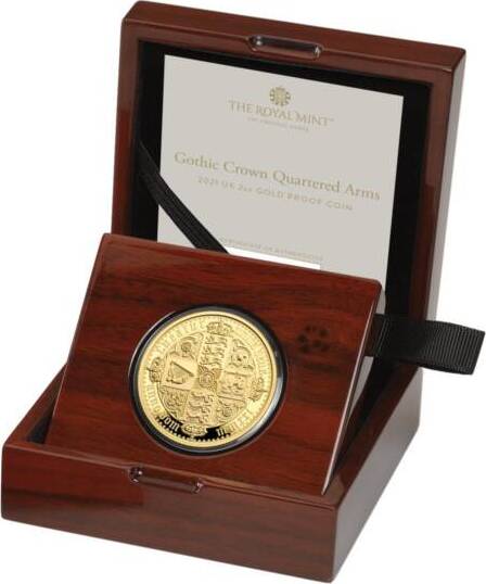 200£ Great Britain 2021 £200 Gothic Crown Quartered Arms 2 oz Gold ...