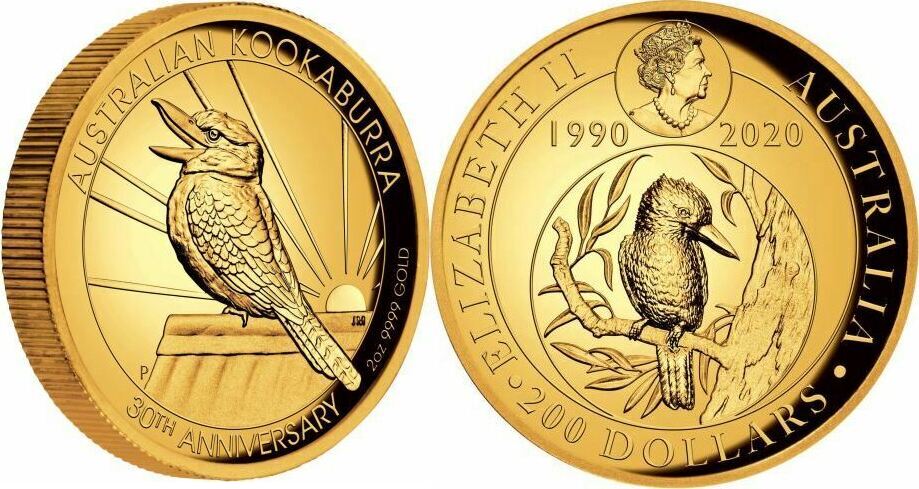 Australia 2020 200$ 30 Years of the Kookaburra 2 oz Gold Proof High ...
