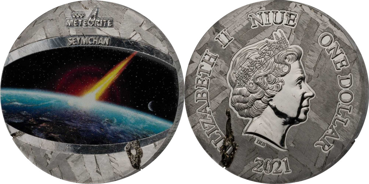 Niue 2021 1$ Earth Blue Marble Seymchan Iron 1 oz Meteorite Coin #2 ...