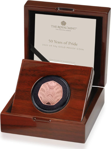 Great Britain 2022 50p 50 Years of Pride LGBTQ+ 1/2 oz Gold Proof Coin ...