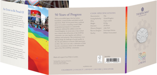Great Britain UK 2022 50p 50 Years of Pride LGBTQ+ Brilliant ...
