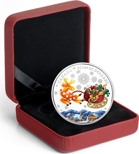 Canada 2018 20$ Murano Glass Holiday Reindeer 1 oz Pure Silver Coin #5 ...