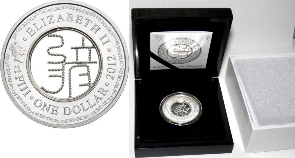 1$ Fiji 2012 – $ 1 Dragon Filigree Chinese Year of the Dragon – Silver ...