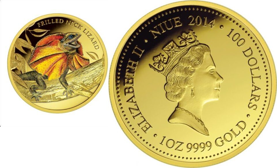 Niue Island 2014 – 100$ Frilled Neck Lizard – 1oz Gold Proof | MA-Shops