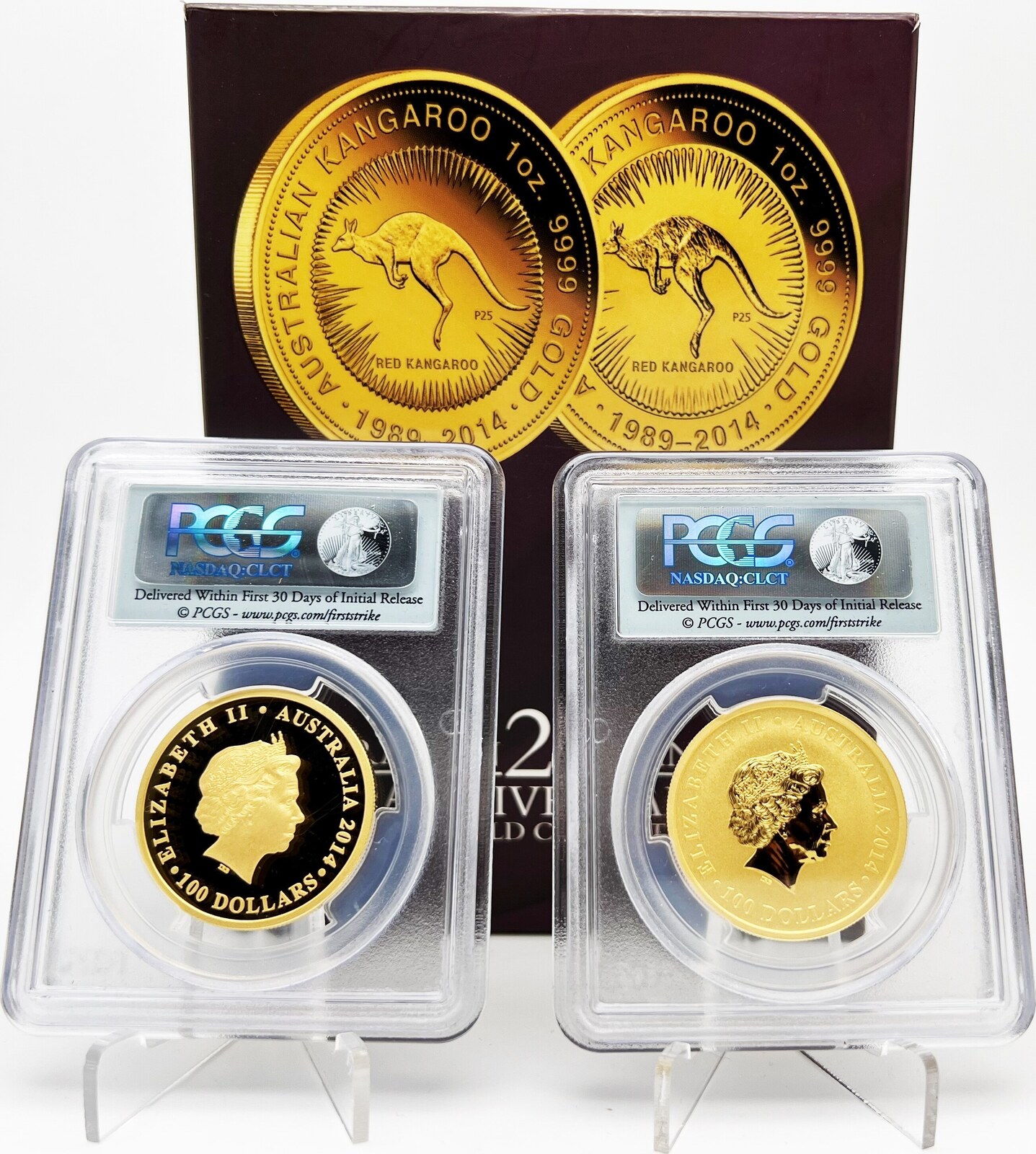 Australia 2014 2 x 100$ 25th. Kangaroo 2 x 1 oz Gold Coin Perth Mint ...