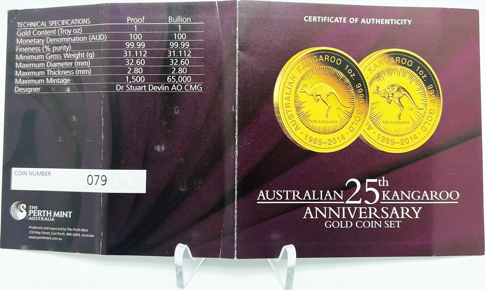 Australia 2014 2 x 100$ 25th. Kangaroo 2 x 1 oz Gold Coin Perth Mint ...