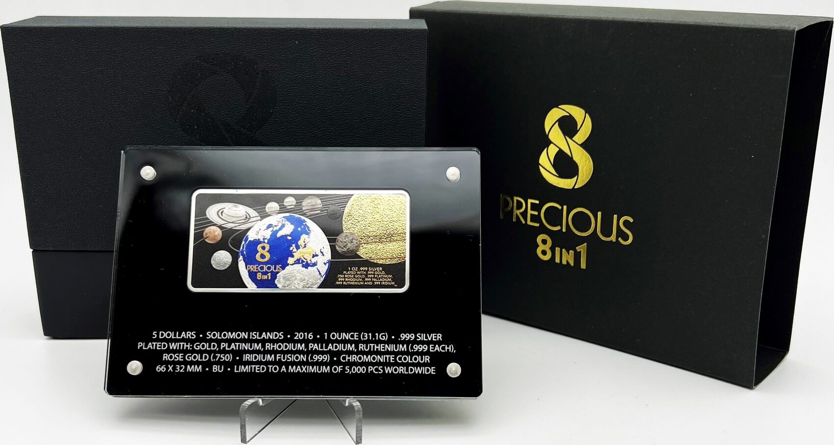 Solomon Islands 2016 5$ Precious 8 in 1 Solar System Earth Silver Coin ...