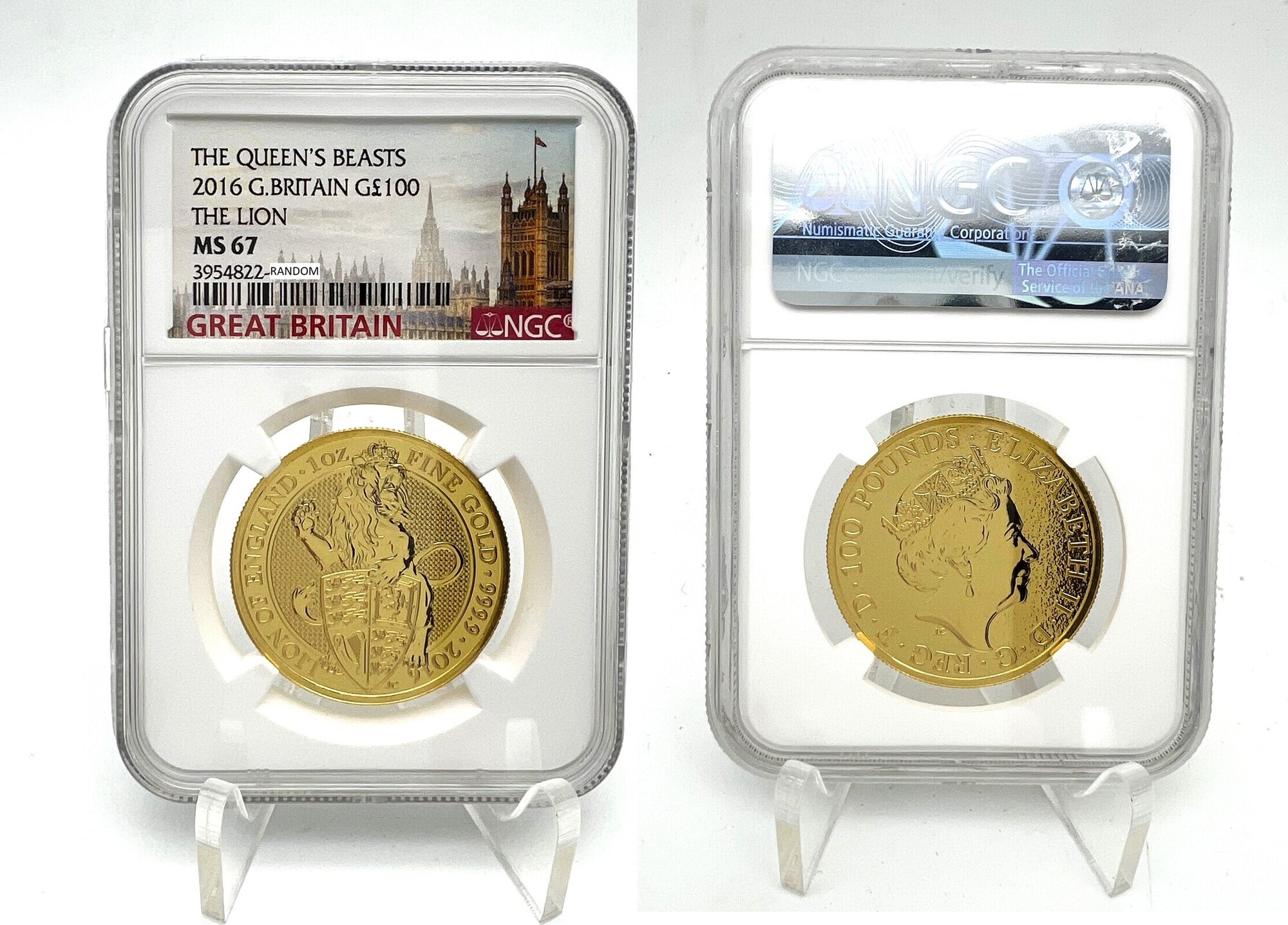 Great Britain UK 2016 £100 Queens Beasts The Lion of England 1 oz Gold ...