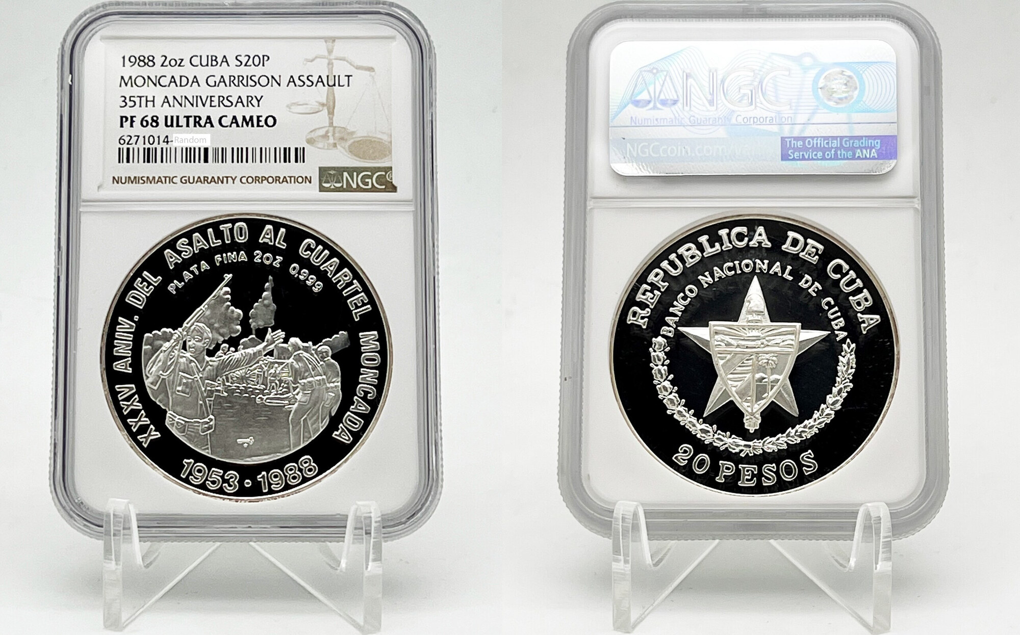 Cuba 20 Pesos 1988 Moncada Garrison Assault - 35th Anniversary Silver ...