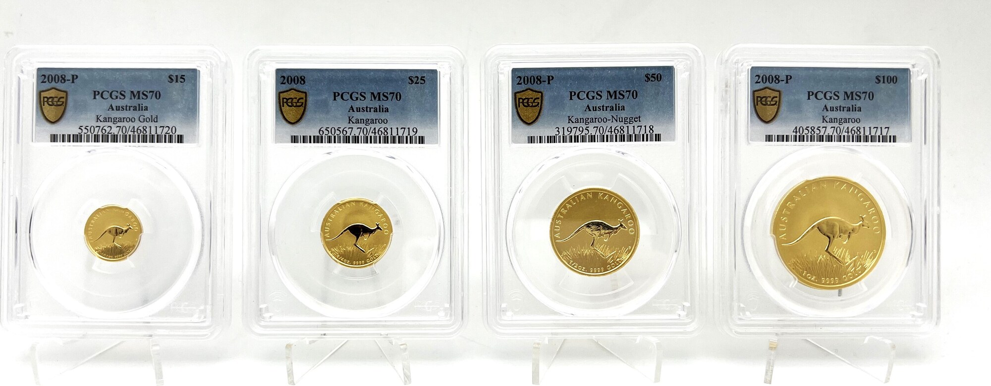 Australia 2008 Kangaroo Fourth Piece Set Gold Coin PCGS MS70 | MA-Shops