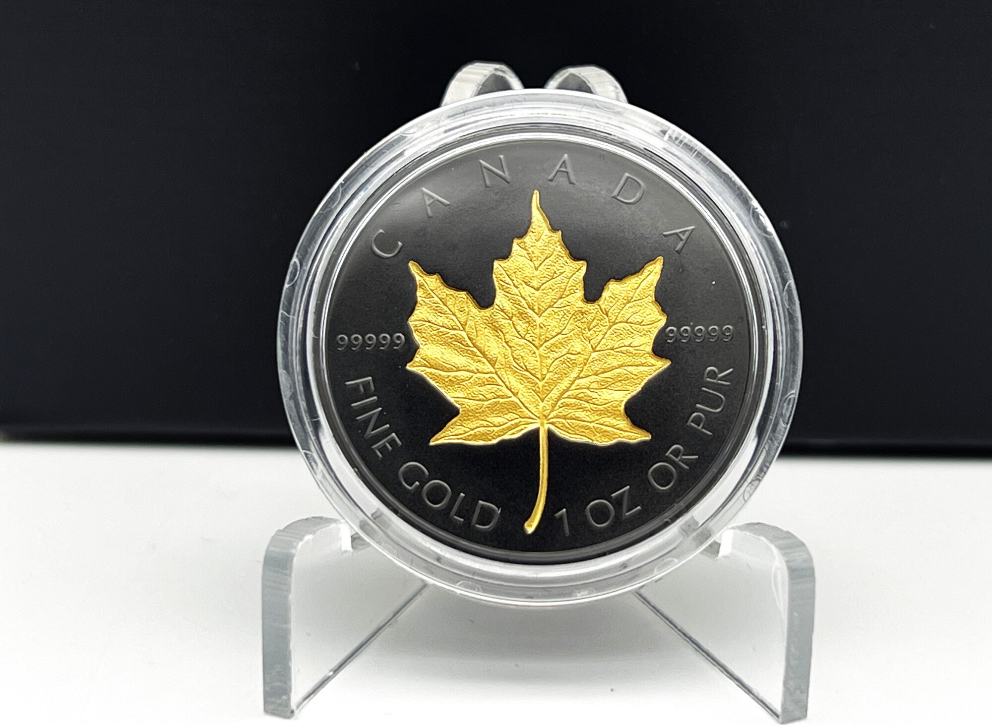 Canada 200$ 2020 Rhodium Plated Incuse Gold Maple Leaf 1 oz Pure Gold ...