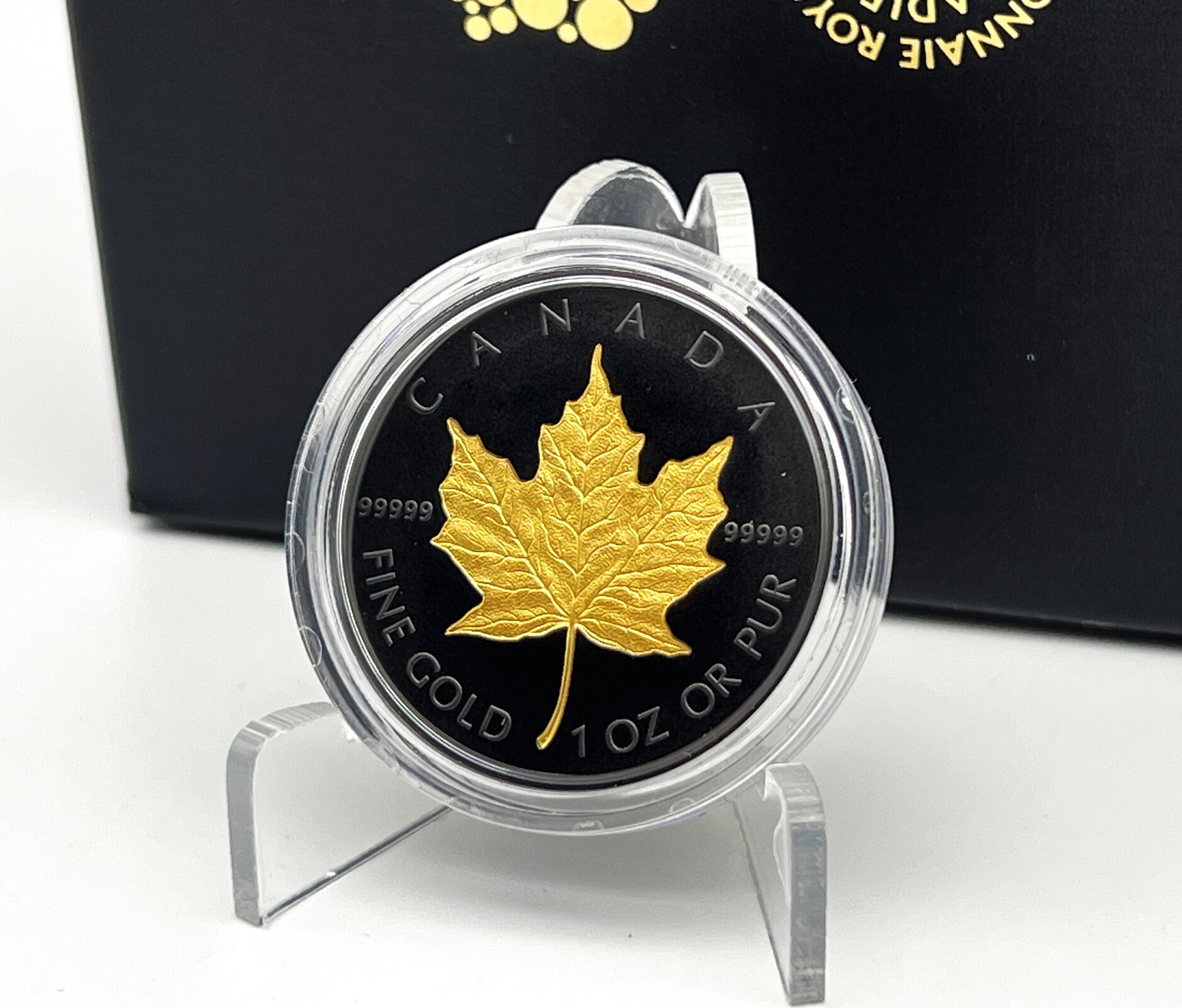 Canada 200$ 2020 Rhodium Plated Incuse Gold Maple Leaf 1 oz Pure Gold ...