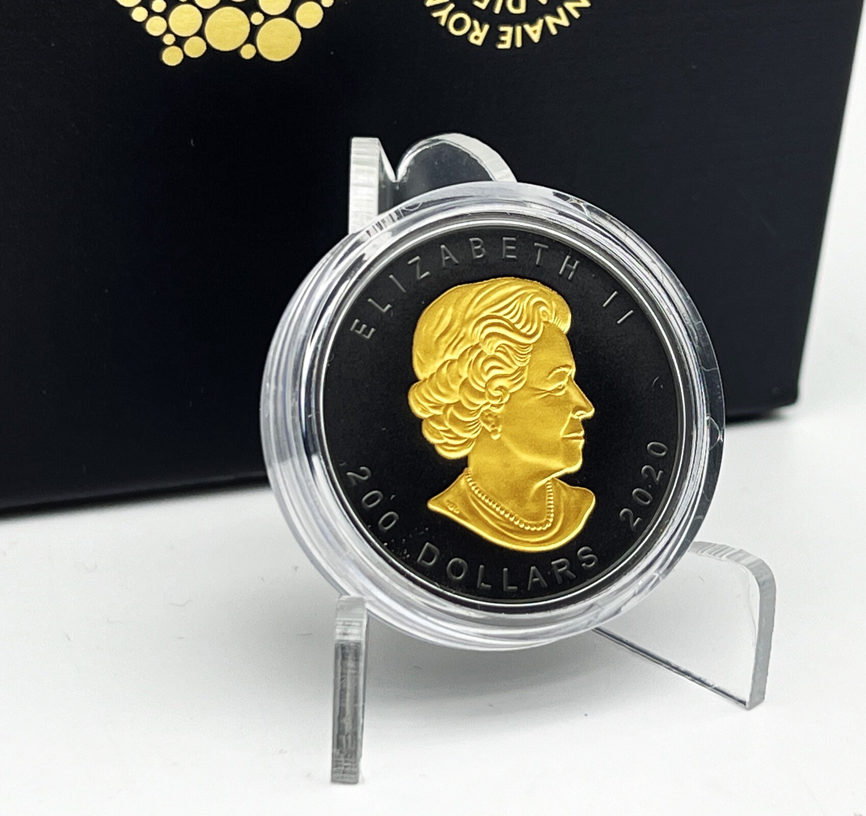 Canada 200$ 2020 Rhodium Plated Incuse Gold Maple Leaf 1 oz Pure Gold ...