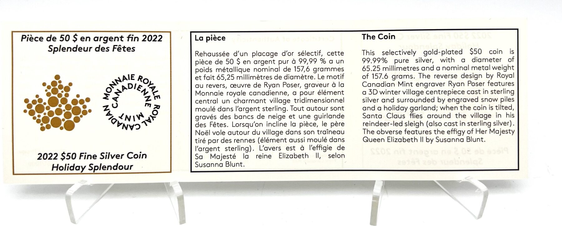 Canada 50$ 2022 Holiday Splendor Moving Santa Sleigh Reindeer 5 oz ...