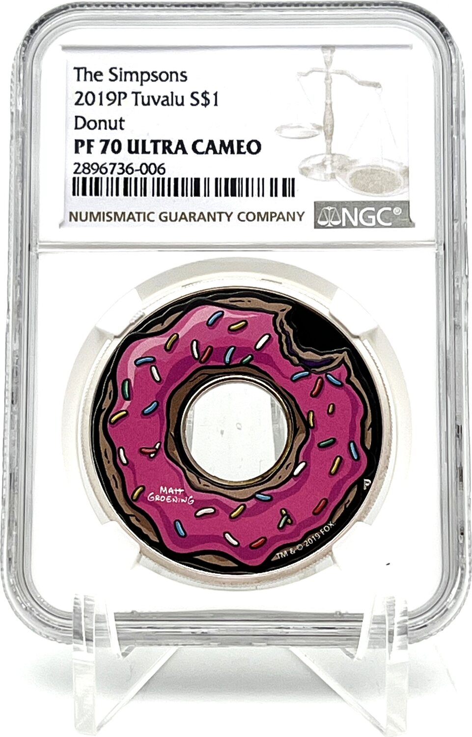 Tuvalu 1$ 2019 DONUT Simpsons 1 oz Silver Coin NGC PF70 | MA-Shops