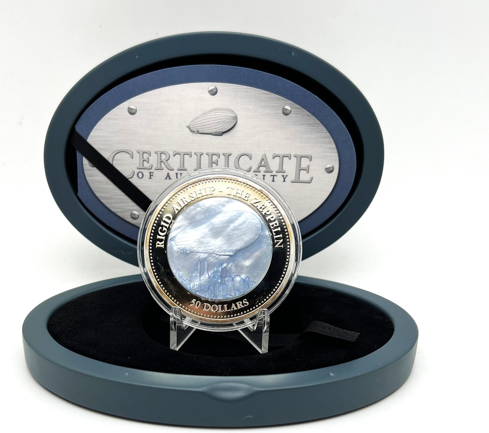 Cook Islands 50$ 2013 ZEPPELIN Mother Of Pearl Airship Hindenburg 5 oz ...