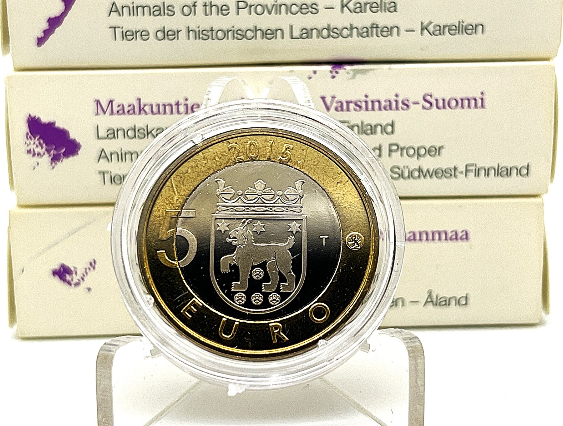 Finland 2014 - 2015 7 x 5 Euro Animals of the Provinces LYNX EAGLE ...