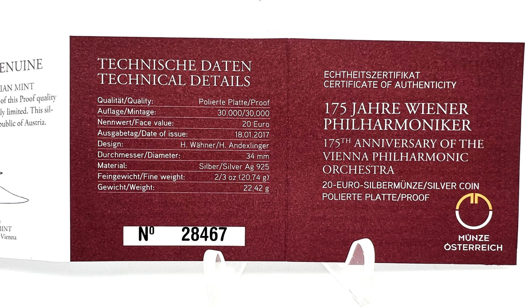Austria 20 Euro 2017 175th Anniversary of the VIENNA PHILHARMONIC ...