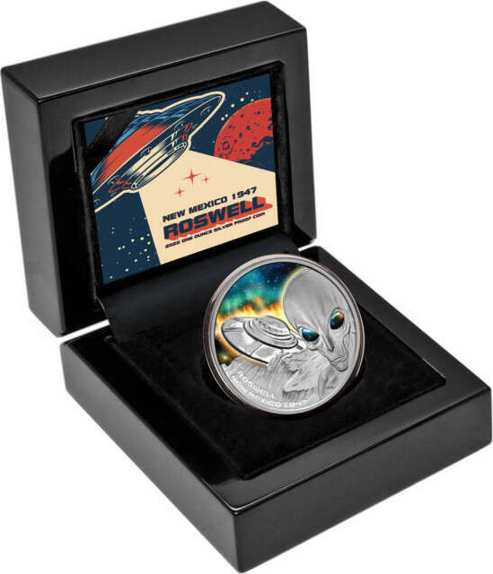 Niue 2022 1$ Roswell 75th Anniversary Flying Saucer UFO 1oz Silver ...