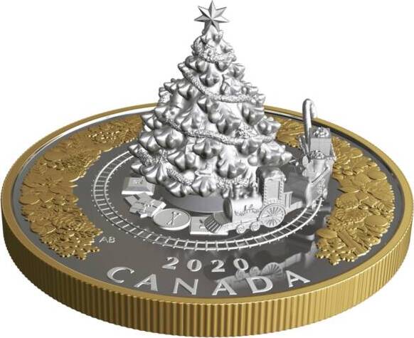 Canada 2020 50$ Christmas Train Tree 5 oz Pure Silver Coin #1 | MA-Shops