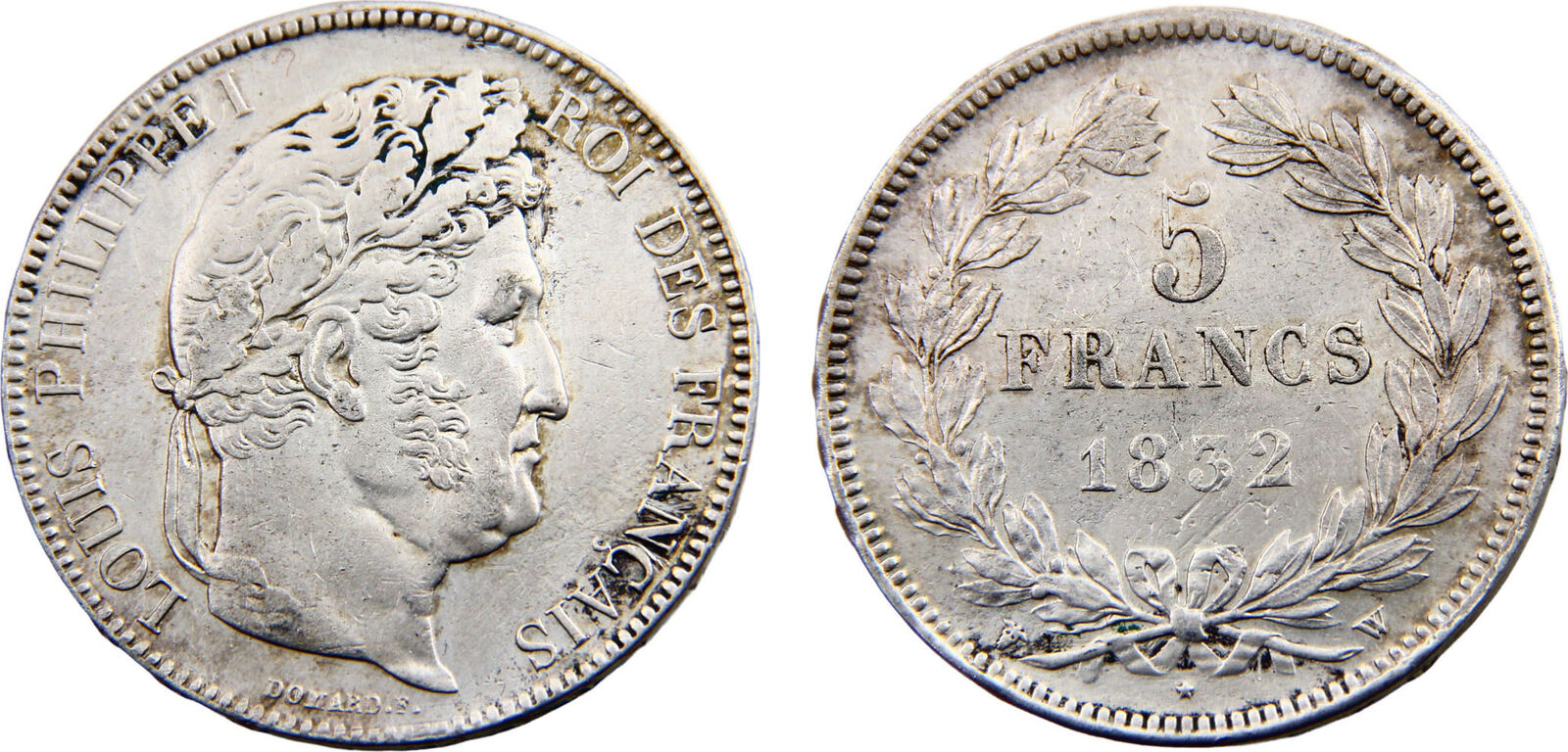 1832 W Lille mint France Kingdom Louis-Philippe I 1832 W 5 Francs AU ...