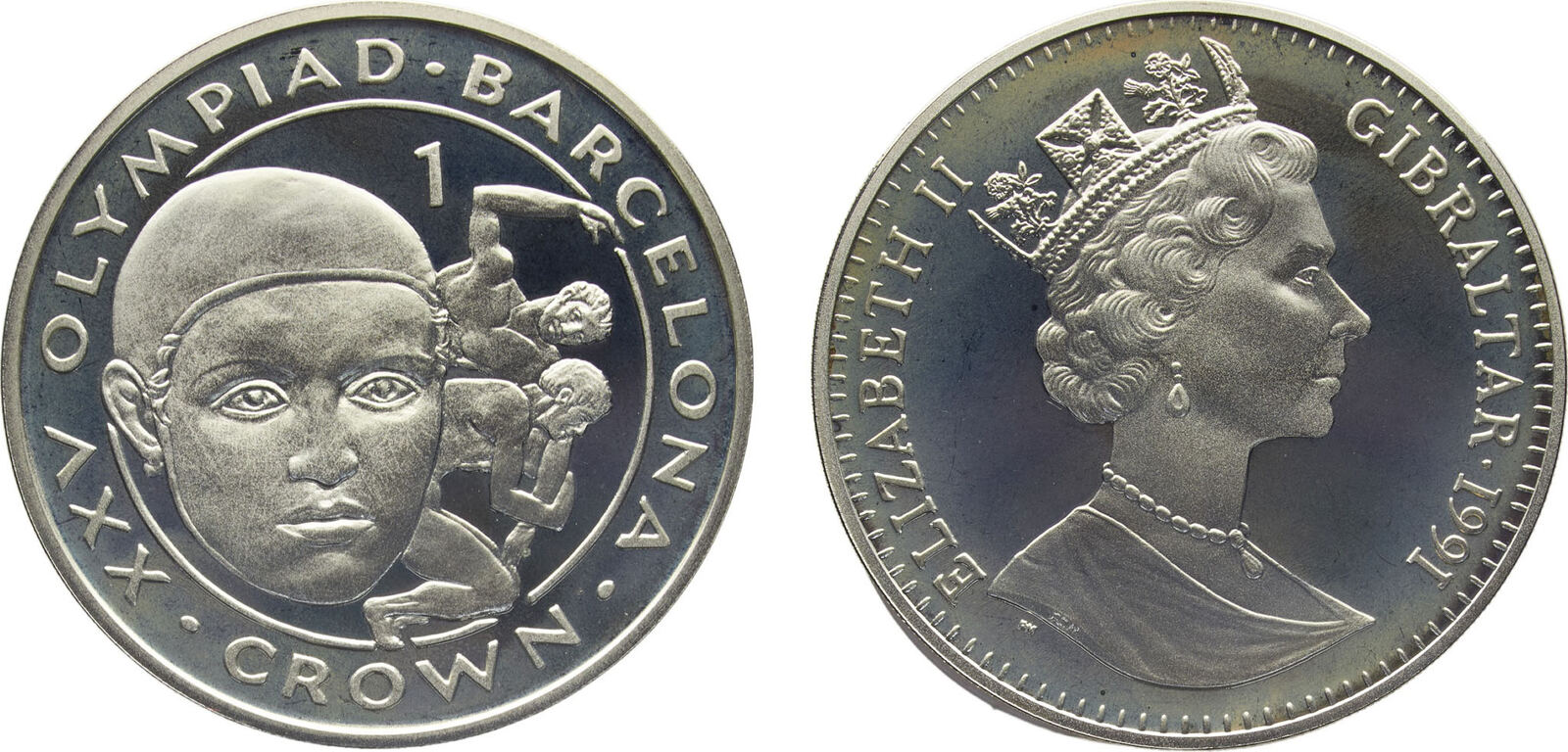 1991 PM Pobjoy mint Gibraltar British colony Elizabeth II 1991 PM 1 ...
