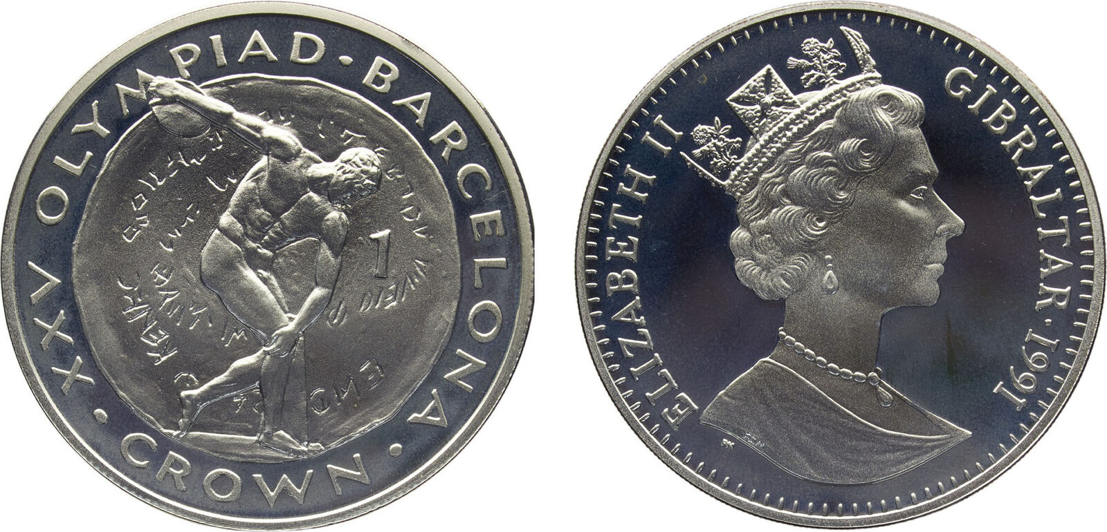 1991 PM Pobjoy mint Gibraltar British colony Elizabeth II 1991 PM 1 ...