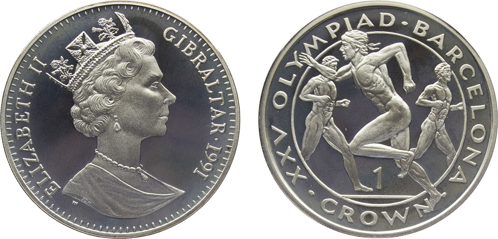 1991 PM Pobjoy mint Gibraltar British colony Elizabeth II 1991 PM 1 ...