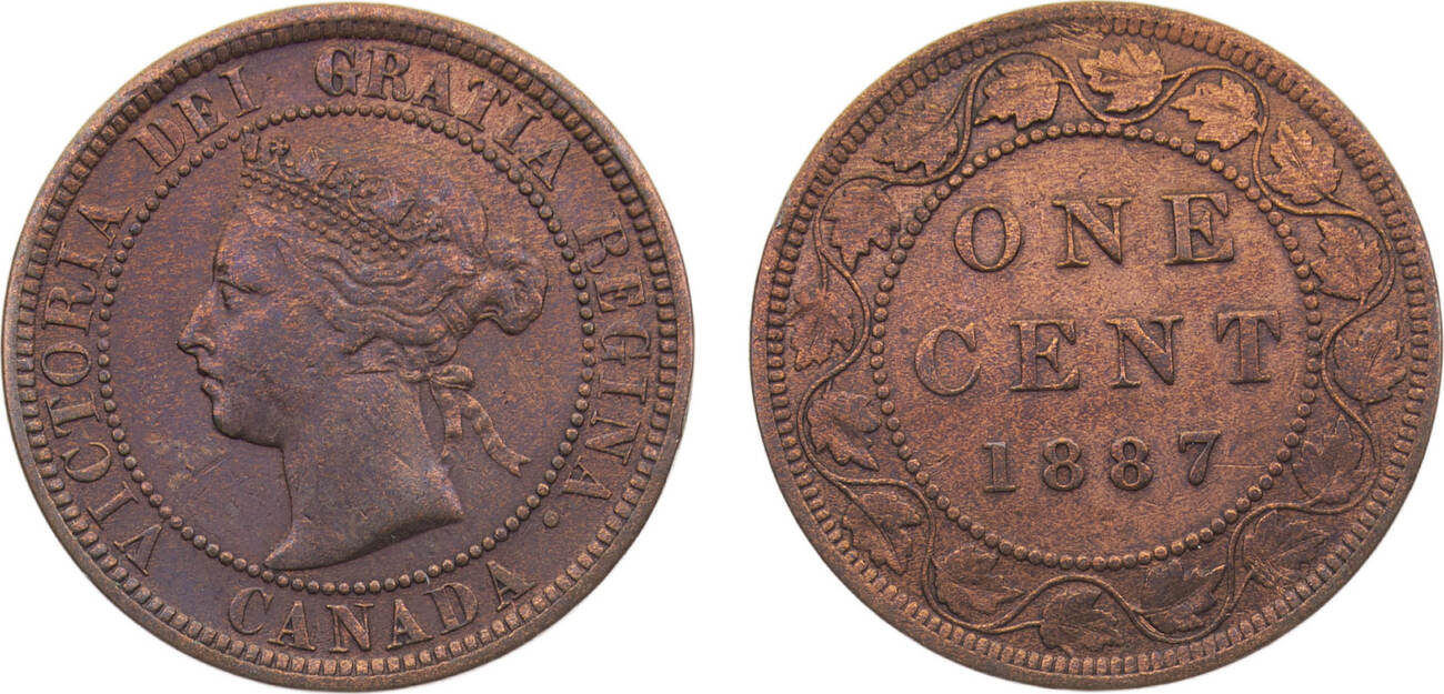 1887 Royal mint Canada Confederation Victoria 1887 1 Cent XF | MA-Shops